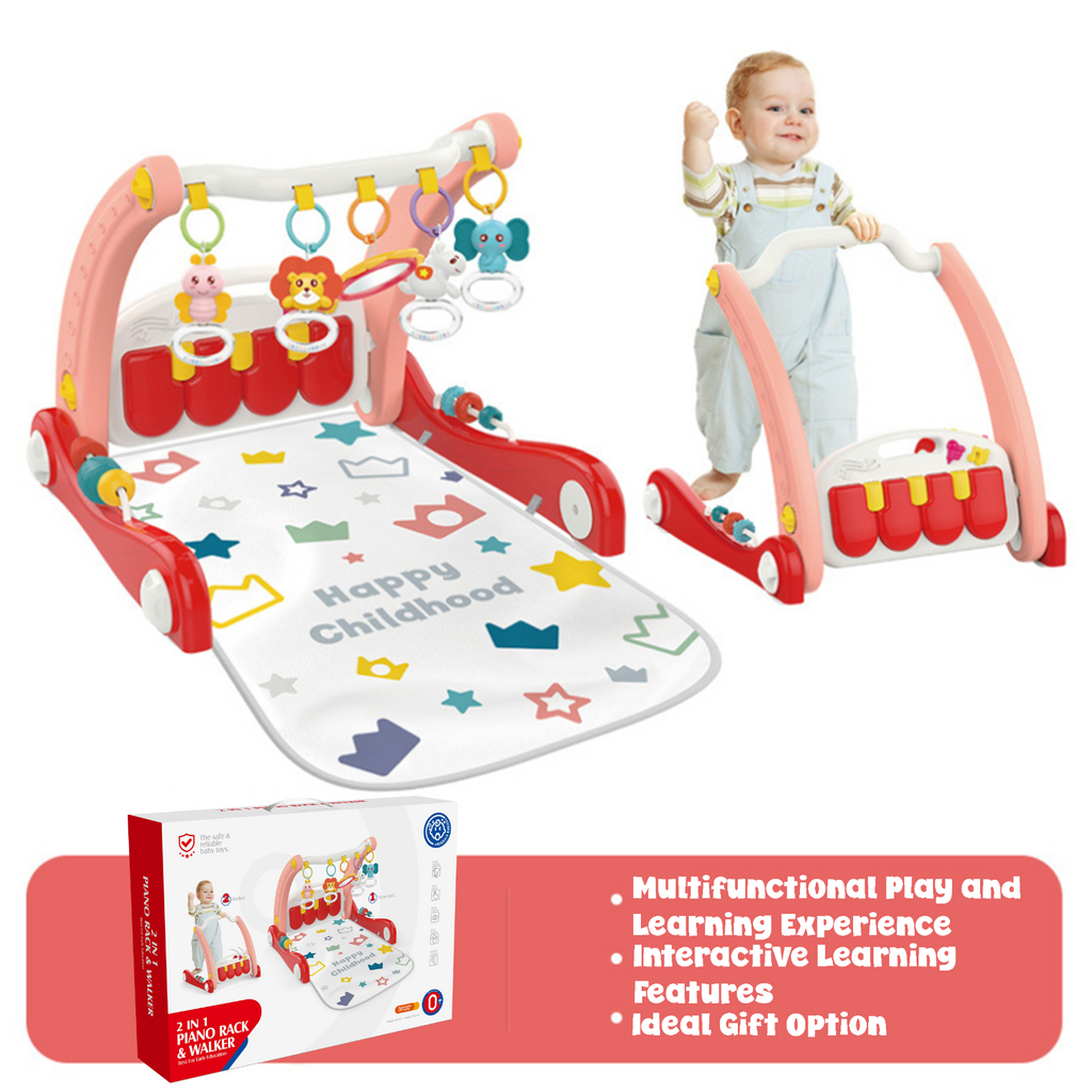(Net)2 In 1 Foldable Baby Piano Rack & Walker