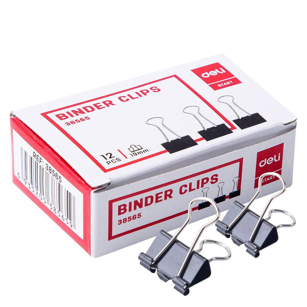 Deli E38565 Black binder clip 19 mm 12 pcs